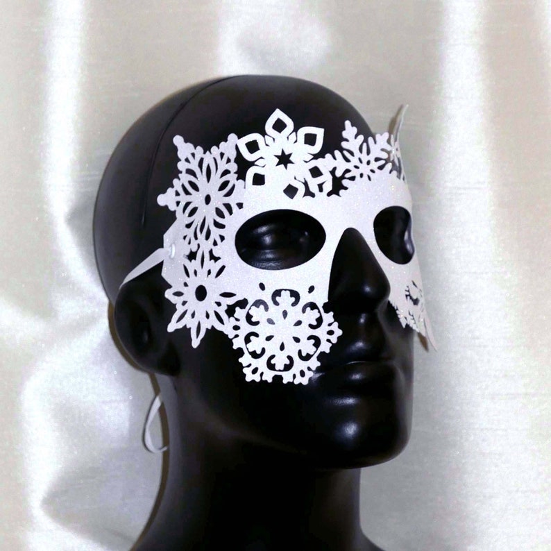 White Glitter Vinyl Snowflake Mask - Etsy