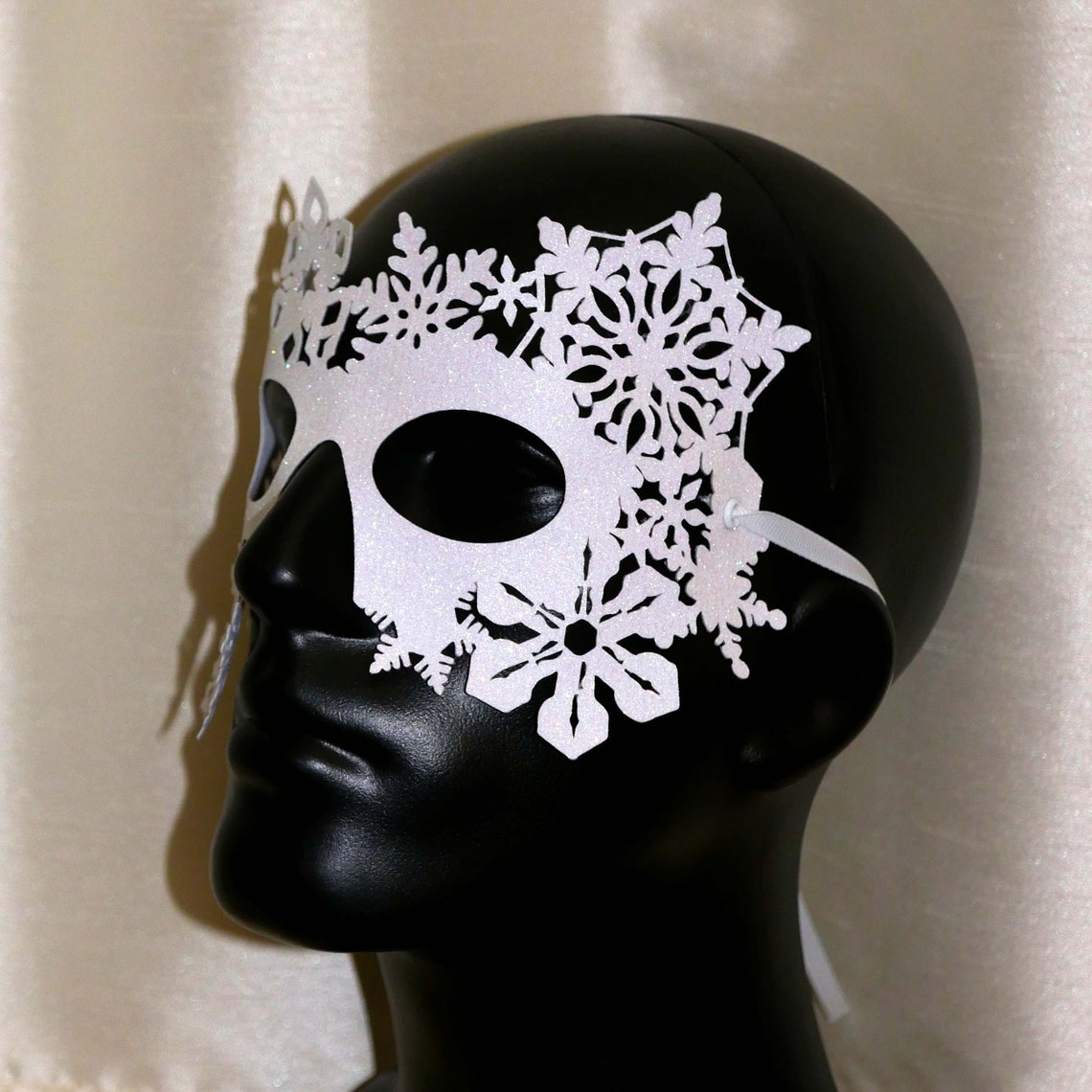 White Glitter Vinyl Snowflake Mask - Etsy