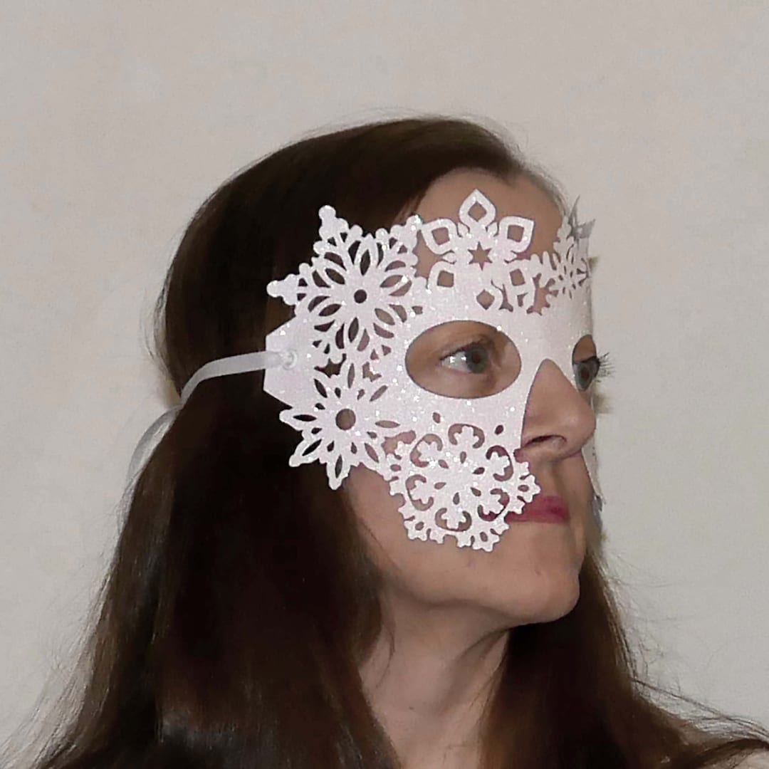 White Glitter Vinyl Snowflake Mask - Etsy