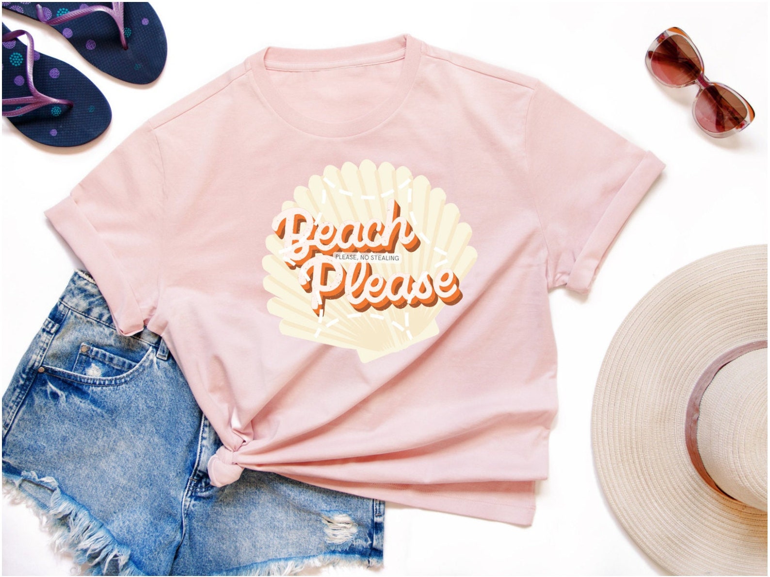 Beach Please Seashell PNG Print File for Sublimation or Print, Retro ...