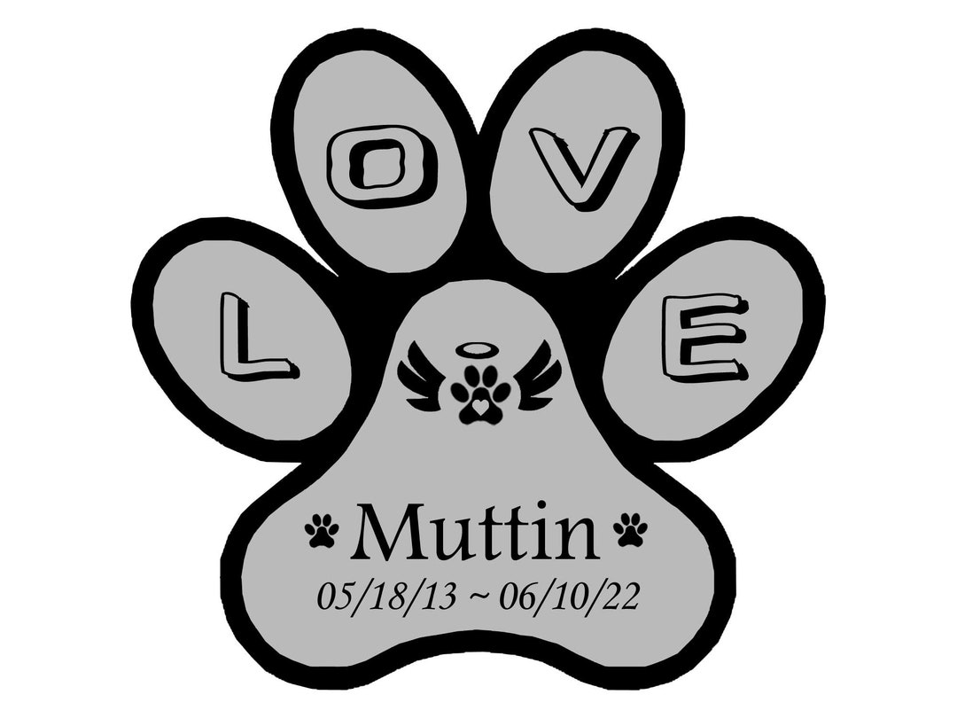 Engraved Paw Print Shape Pet Loss Memorial Plate Bereavement Plates ...