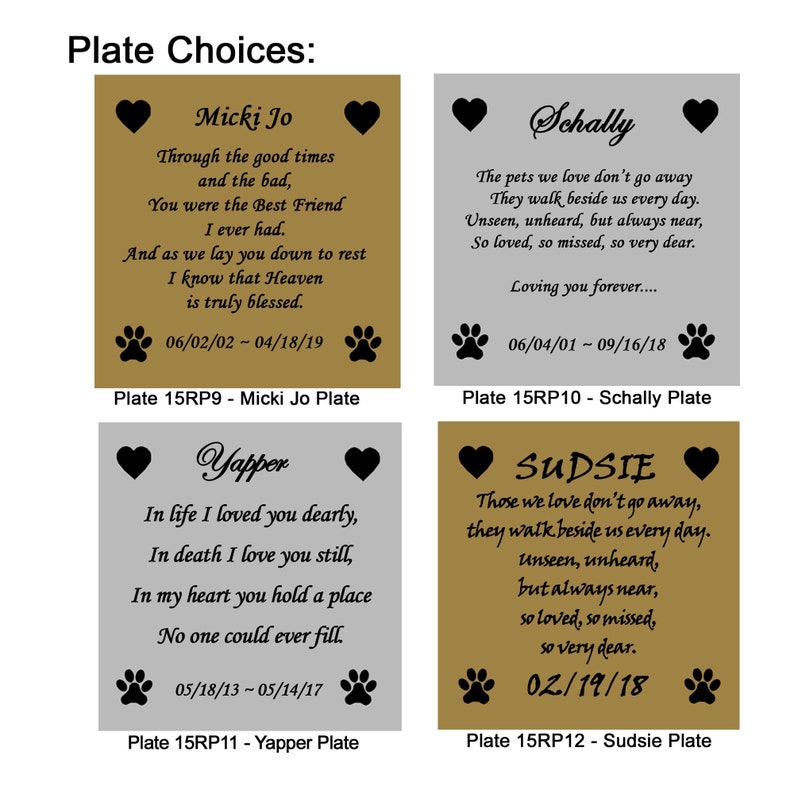 Engraved Pet Loss Poem Plate Frame Plates 3 Square Many - Etsy