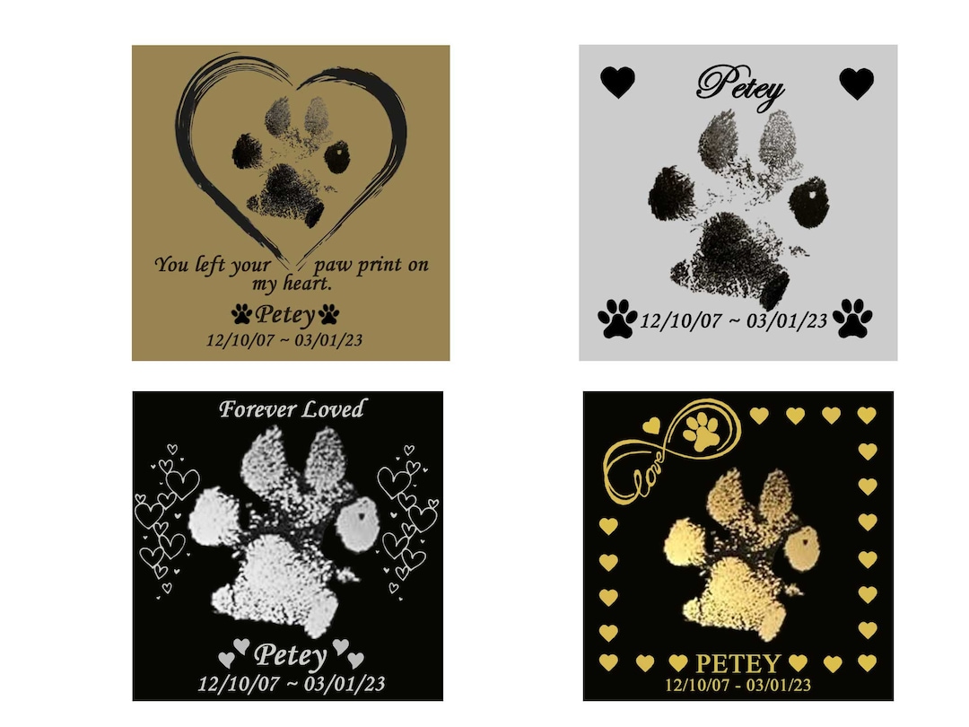 Custom Engraved Paw Print Plate, Your Pet's Paw Print, Pet Loss ...