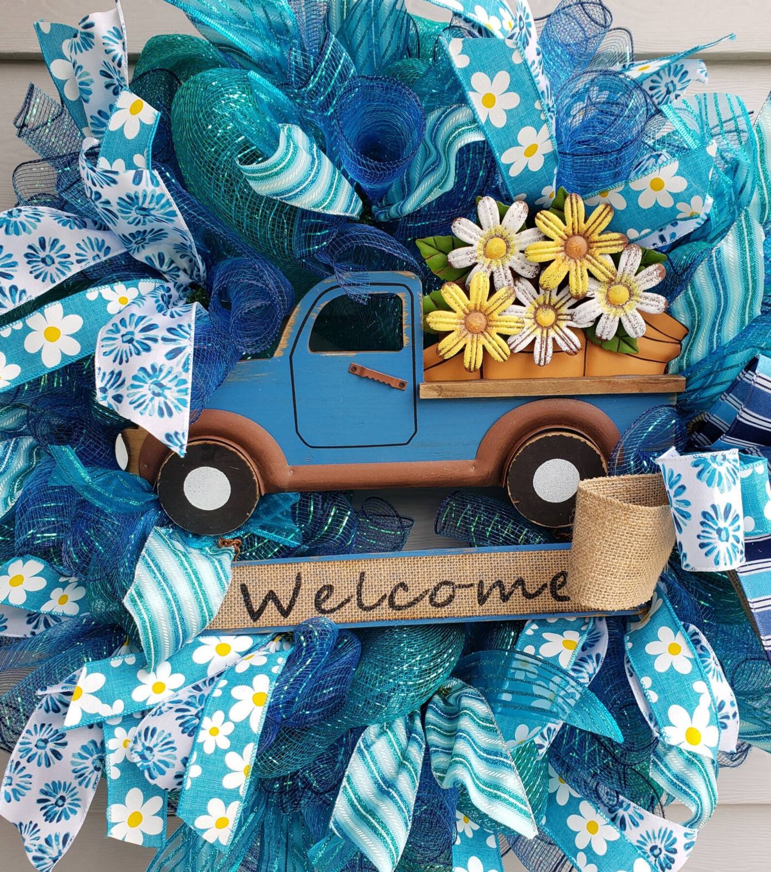 Welcome Wreath Car Wreath Summer Wreath Farmhouse Wreath - Etsy