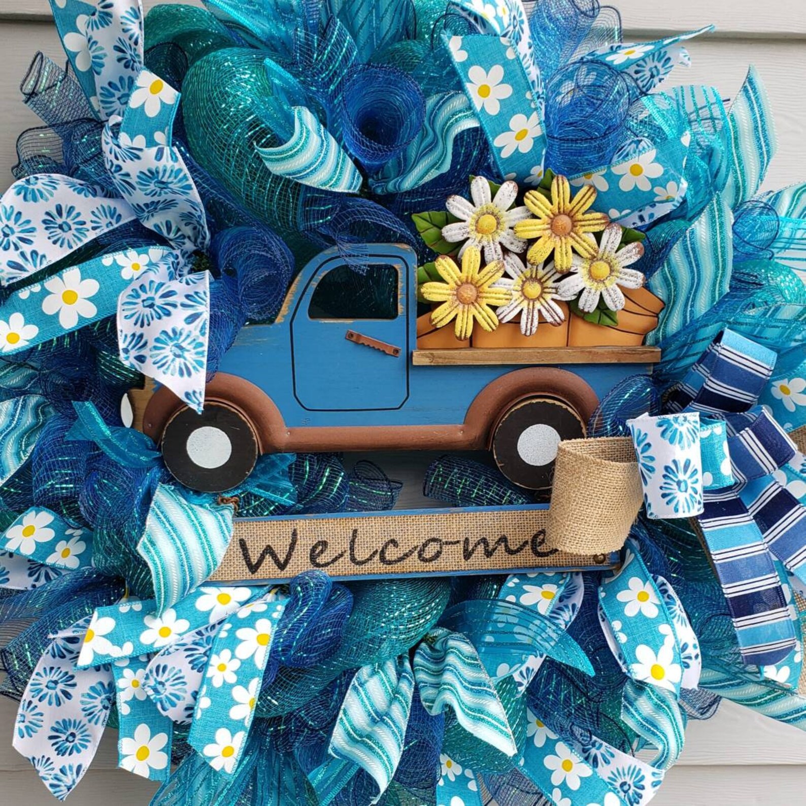 Welcome Wreath Car Wreath Summer Wreath Farmhouse Wreath - Etsy