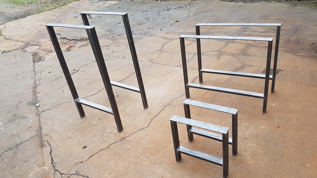 2 'H' Design Box Section Retro Industrial Steel Metal Dining Table ...