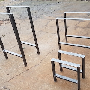 2 'H' Design Box Section Retro Industrial Steel Metal Dining Table ...