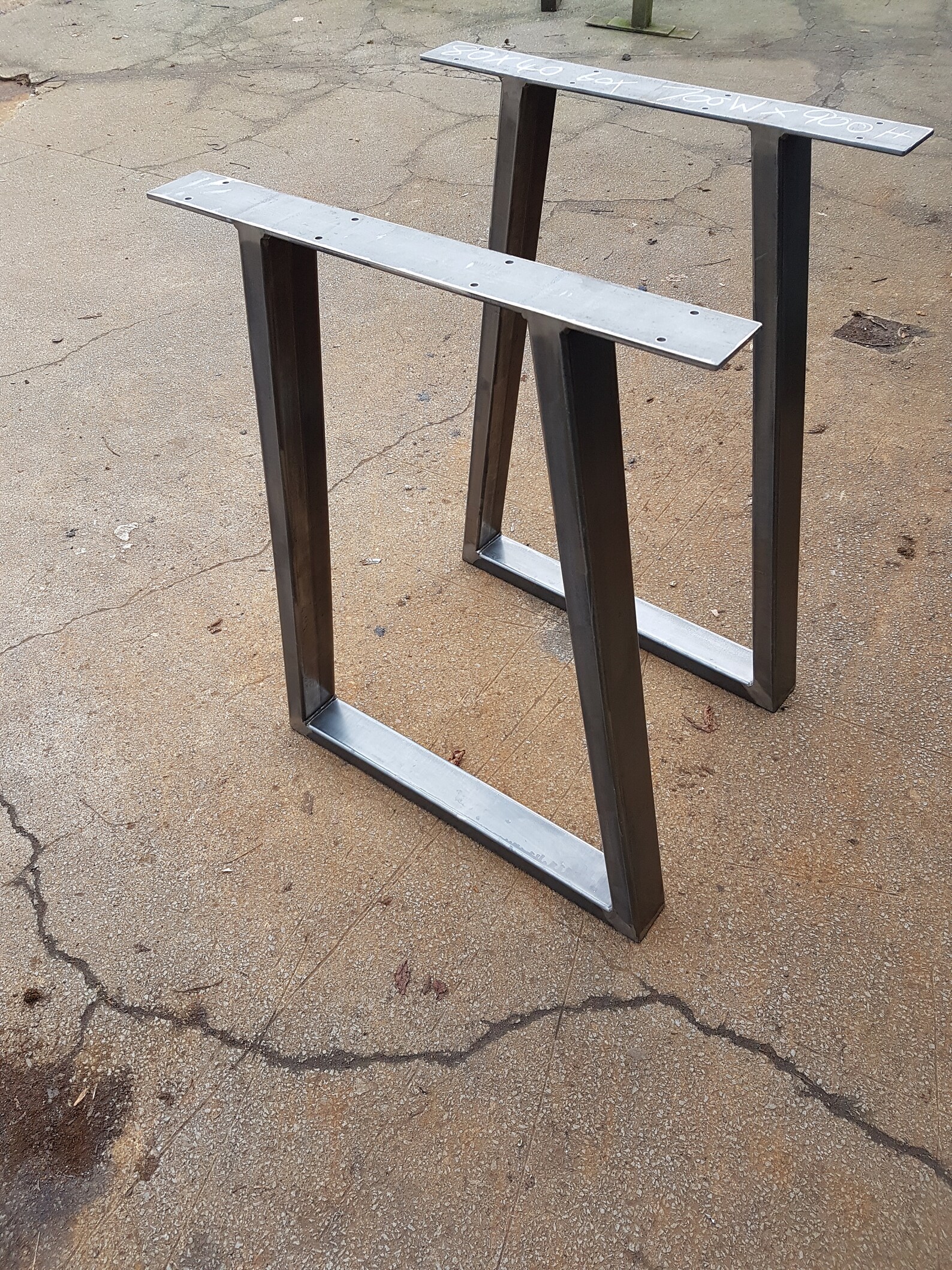 2 Trapezium Box Section Retro Industrial Steel Metal Dining Table ...