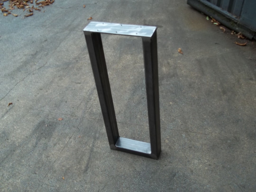 Single One Box Section Leg Retro Industrial Steel Metal Dining Table ...