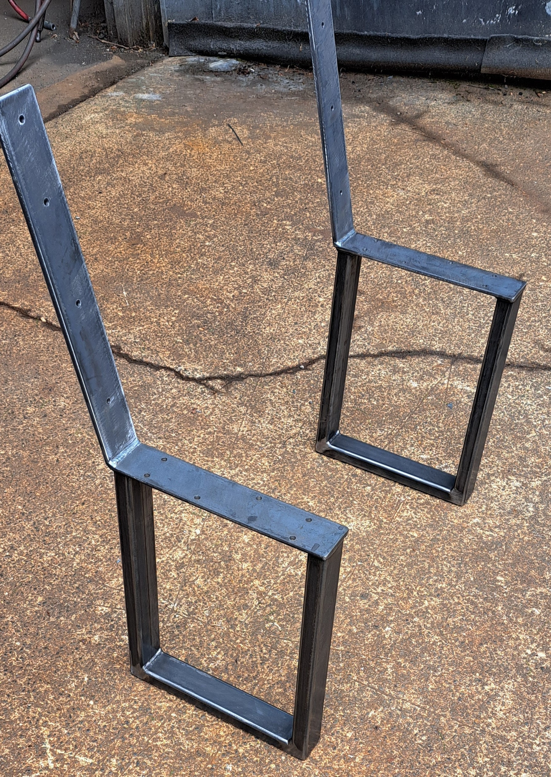 Pair of Metal Bench Legs With Back Support Industrial Look Heavy Duty ...