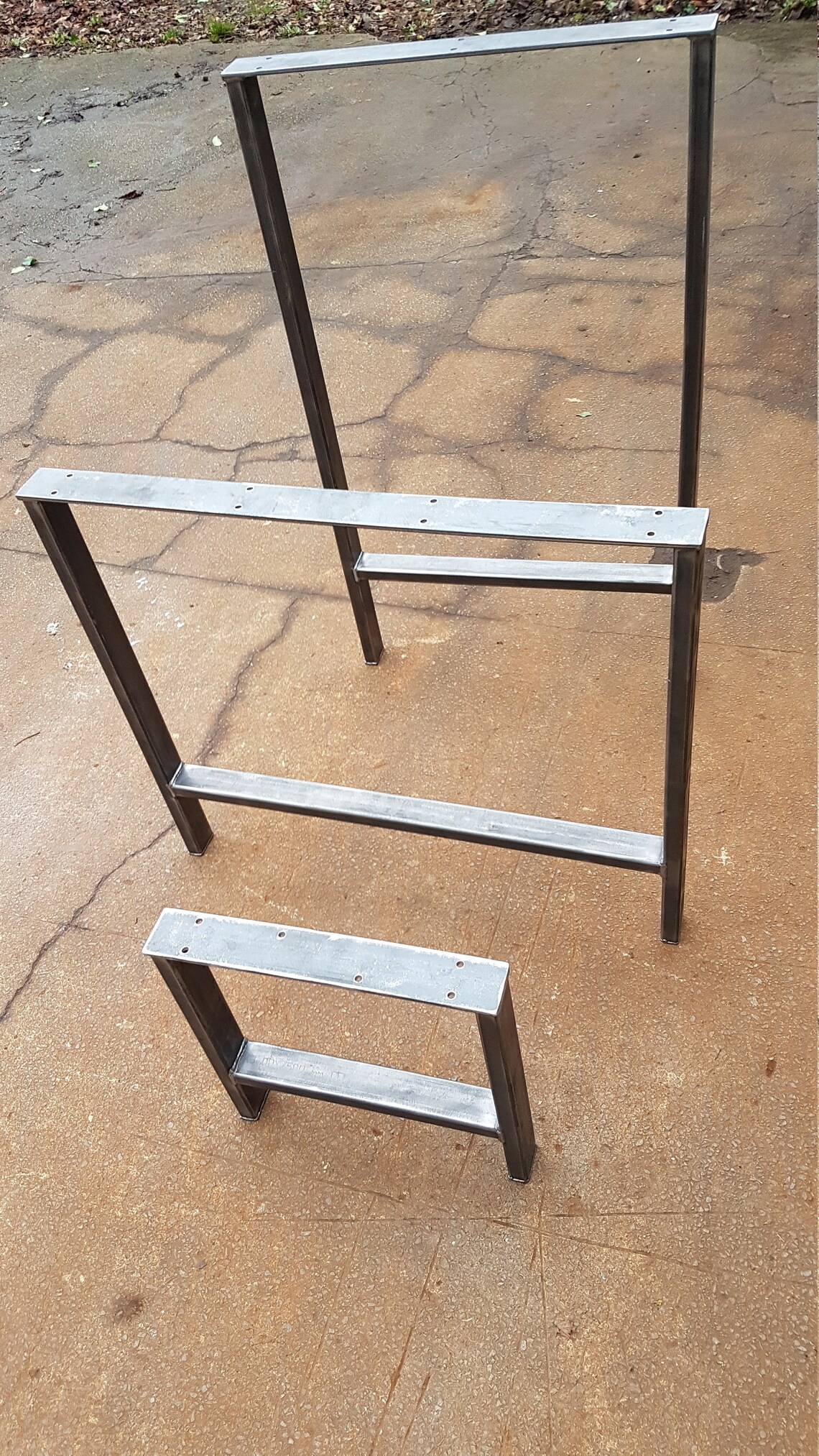 Single One 'H' Design Box Section Leg Retro Industrial Steel Metal ...