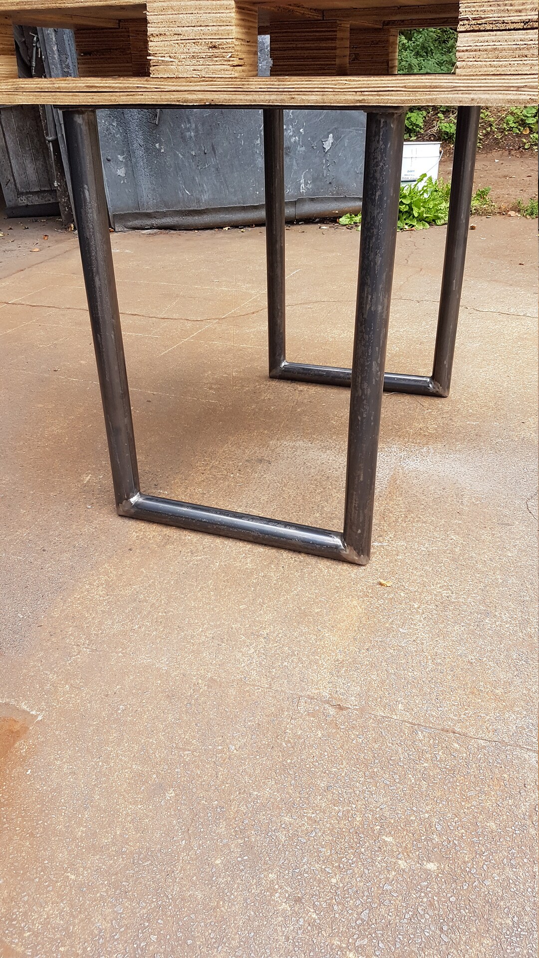 2 Circular Round Tubed Retro Industrial Steel Metal Dining Table Coffee ...