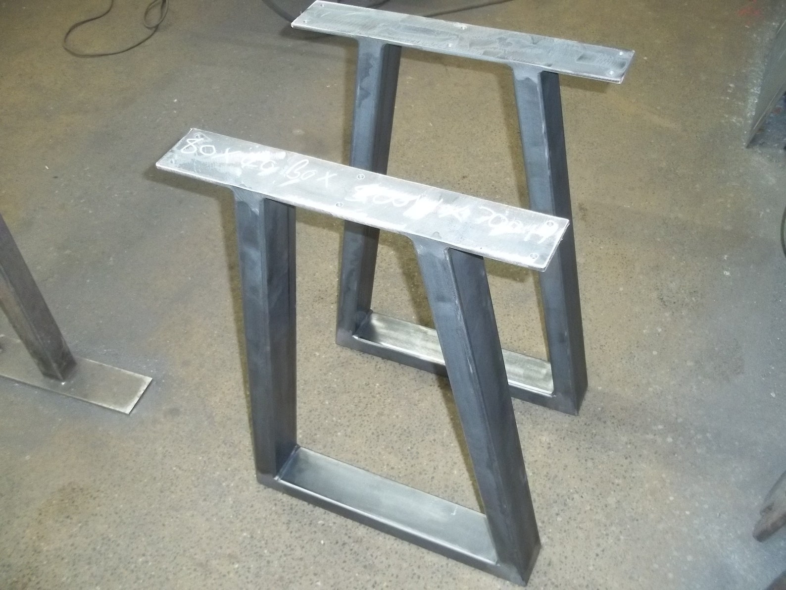 2 Trapezium Box Section Retro Industrial Steel Metal Dining Table ...
