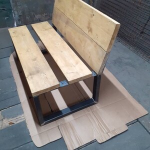 Pair of Metal Bench Legs With Back Support Industrial Look Heavy Duty ...