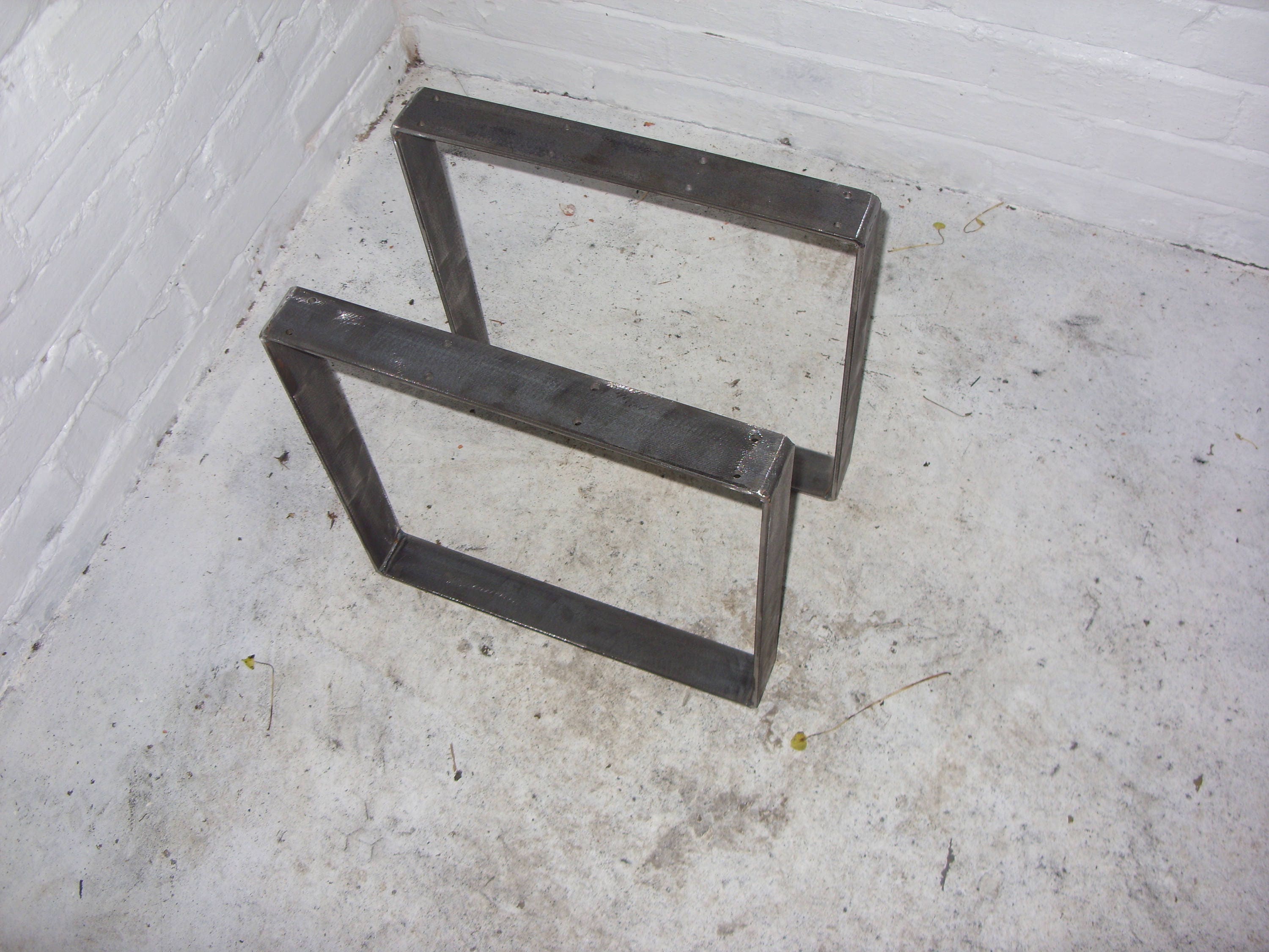 2 Flat Bar Retro Industrial Heavy Duty Steel Metal Table Coffee Bench ...