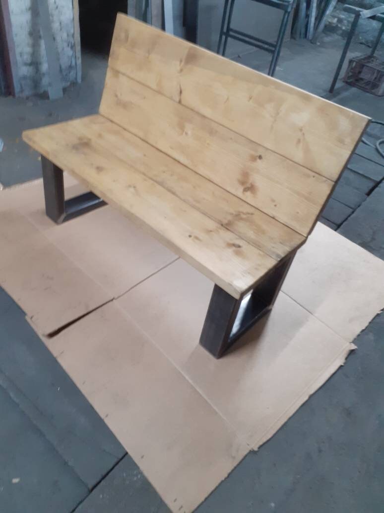 Pair of Metal Bench Legs With Back Support Industrial Look - Etsy UK