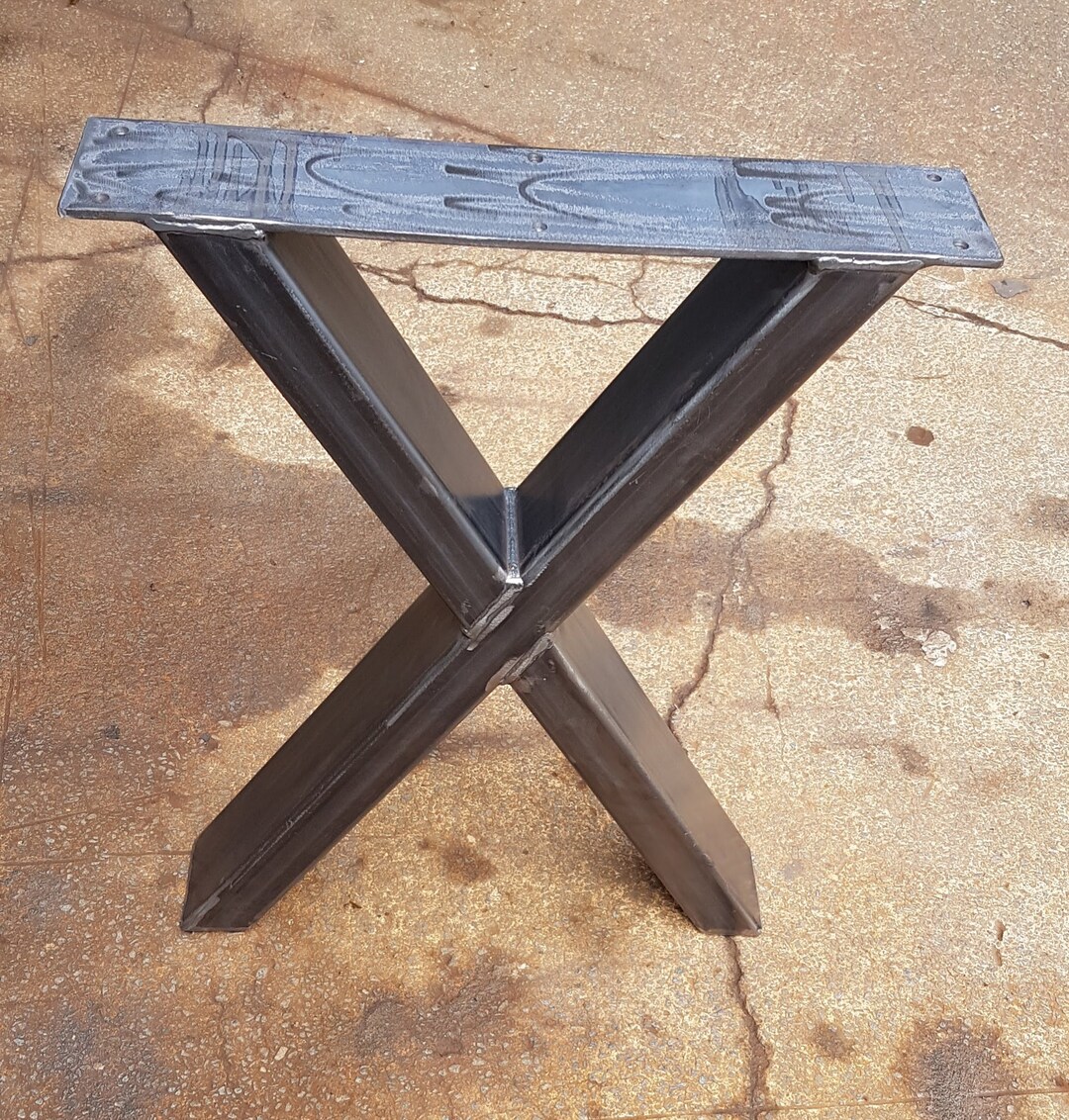 Single One X-style Box Section Leg Retro Industrial Steel Metal Dining ...