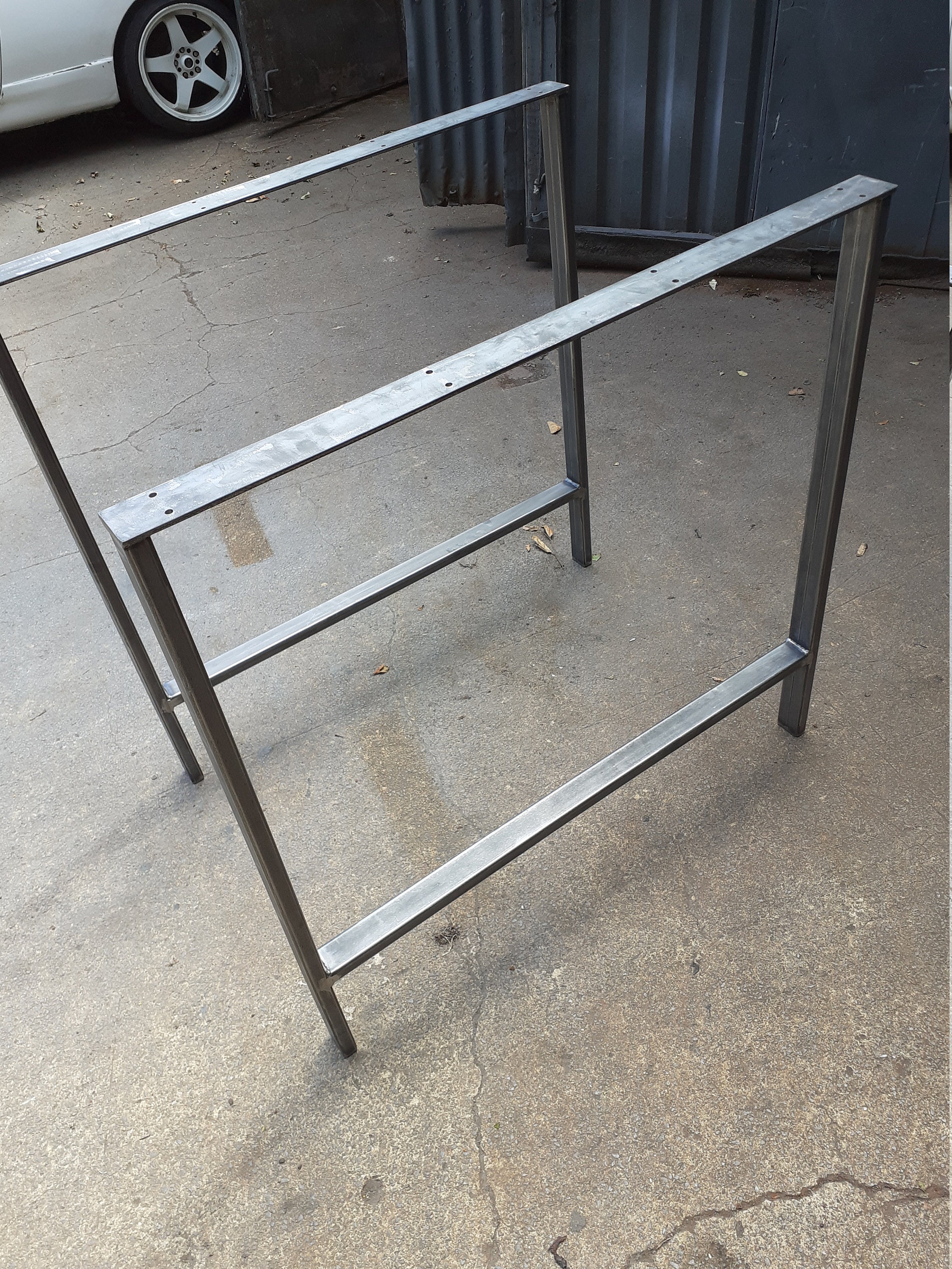 2 'H' Design Box Section Retro Industrial Steel Metal Dining Table ...