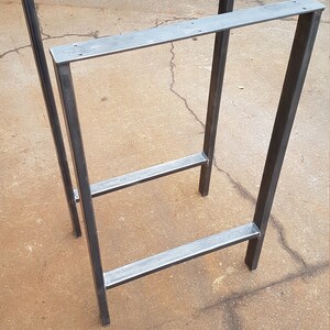 2 'H' Design Box Section Retro Industrial Steel Metal Dining Table ...