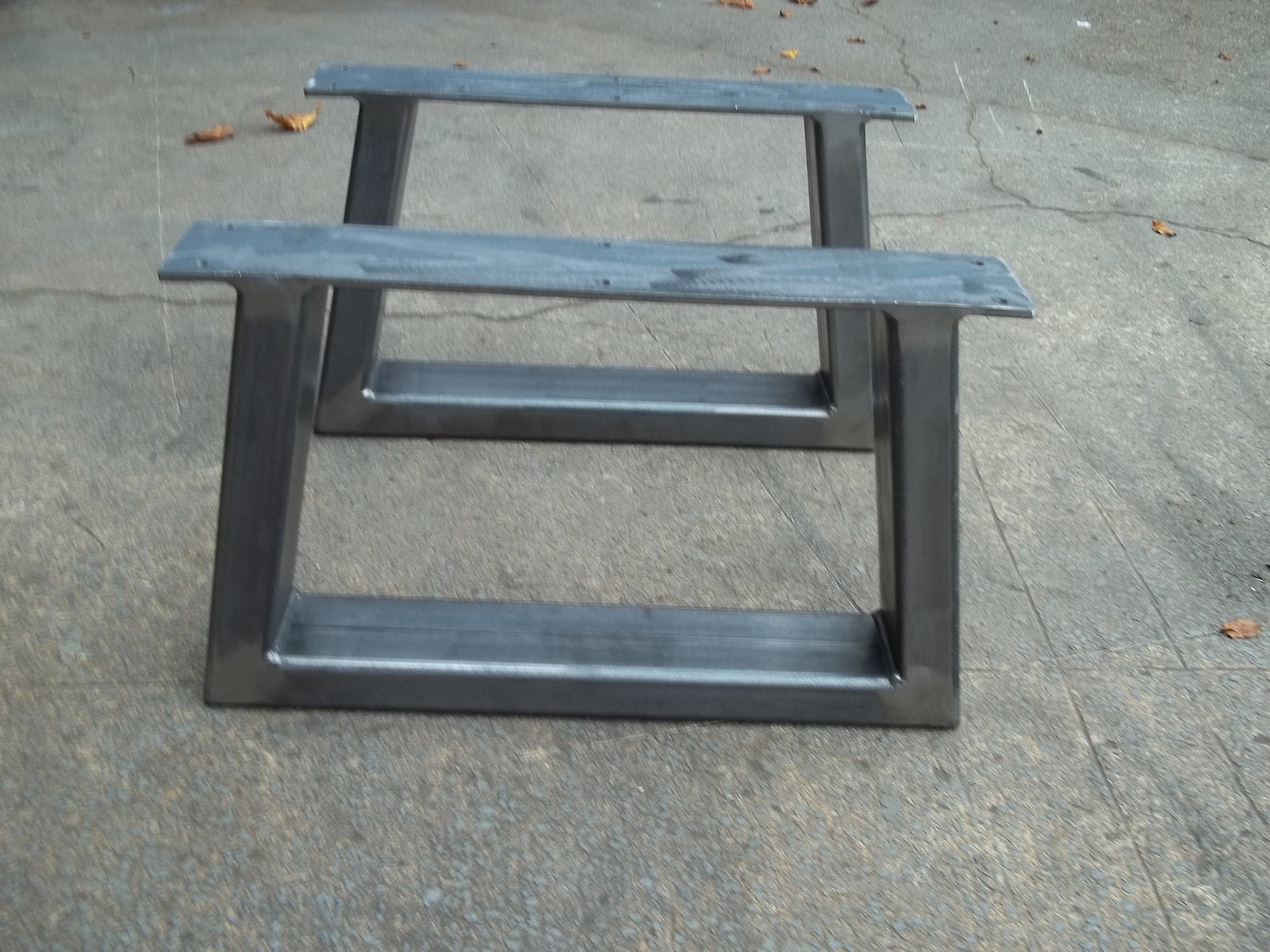 2 Trapezium Box Section Retro Industrial Steel Metal Dining Table ...