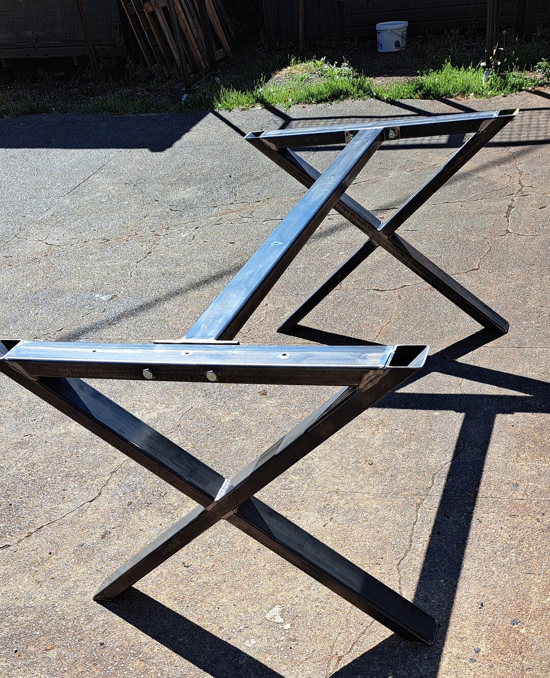 Metal Table Base Frame 'X' Design Retro Industrial Steel Desk Bar ...