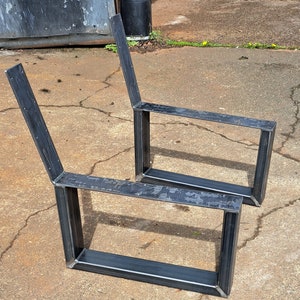 Pair of Metal Bench Legs With Back Support Industrial Look Heavy Duty ...