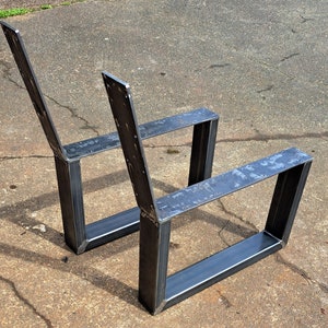 Pair of Metal Bench Legs With Back Support Industrial Look Heavy Duty ...