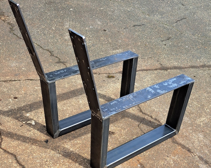 Pair of Metal Bench Legs With Back Support Industrial Look Heavy Duty ...