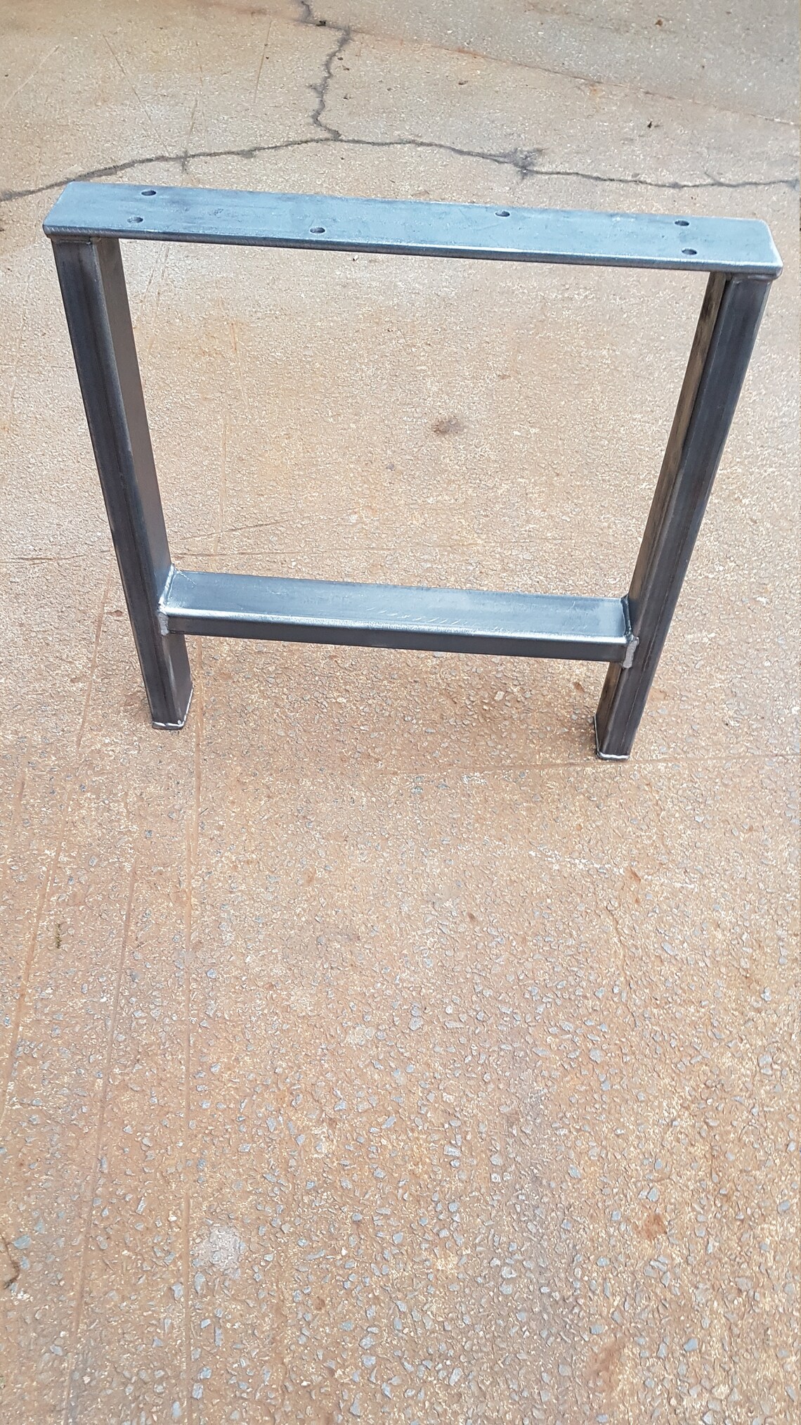 Single One 'H' Design Box Section Leg Retro Industrial Steel Metal ...