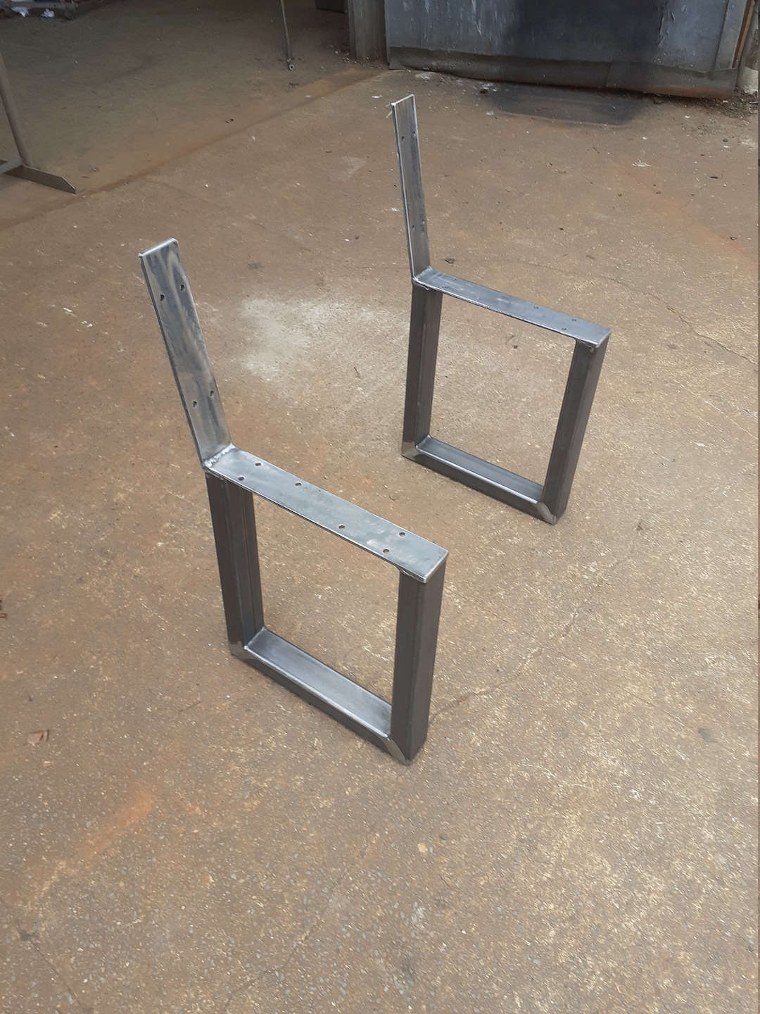 Pair of Metal Bench Legs With Back Support Industrial Look Heavy Duty ...