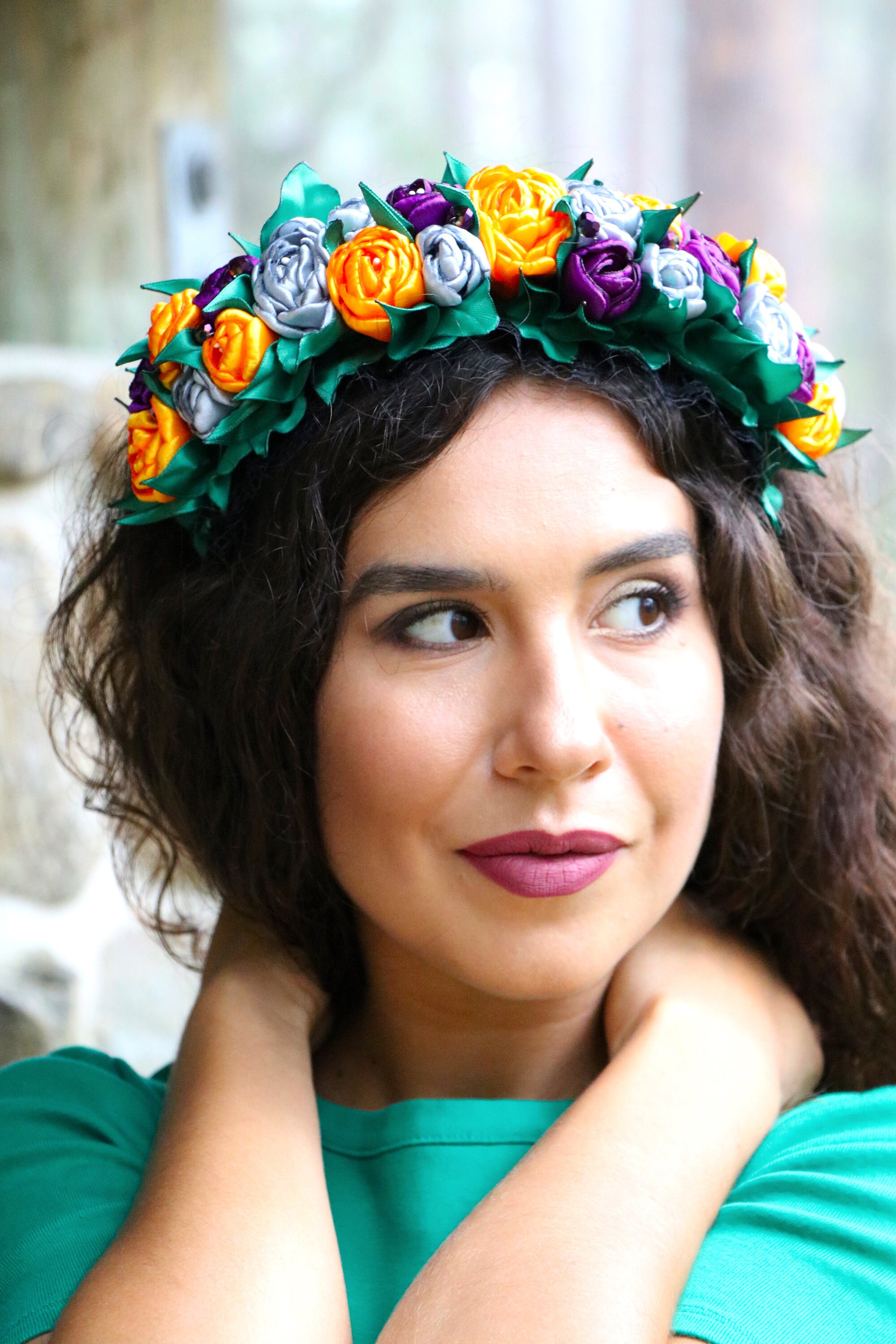 Autumn Bridal Flower Headband, Fall Flower Crown, Wedding Floral Wreath ...