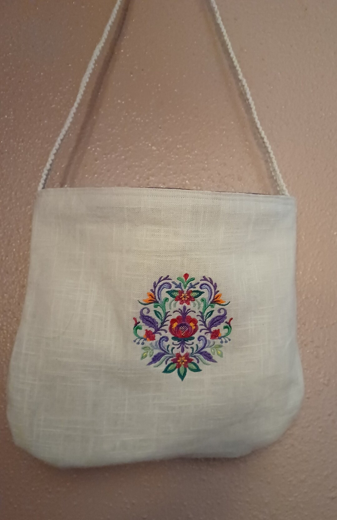 Linen Shoulder Bag With Victorian Embroidery - Etsy