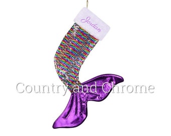 Mermaid Personalized Stocking, Embroidered Stocking, First Christmas ...