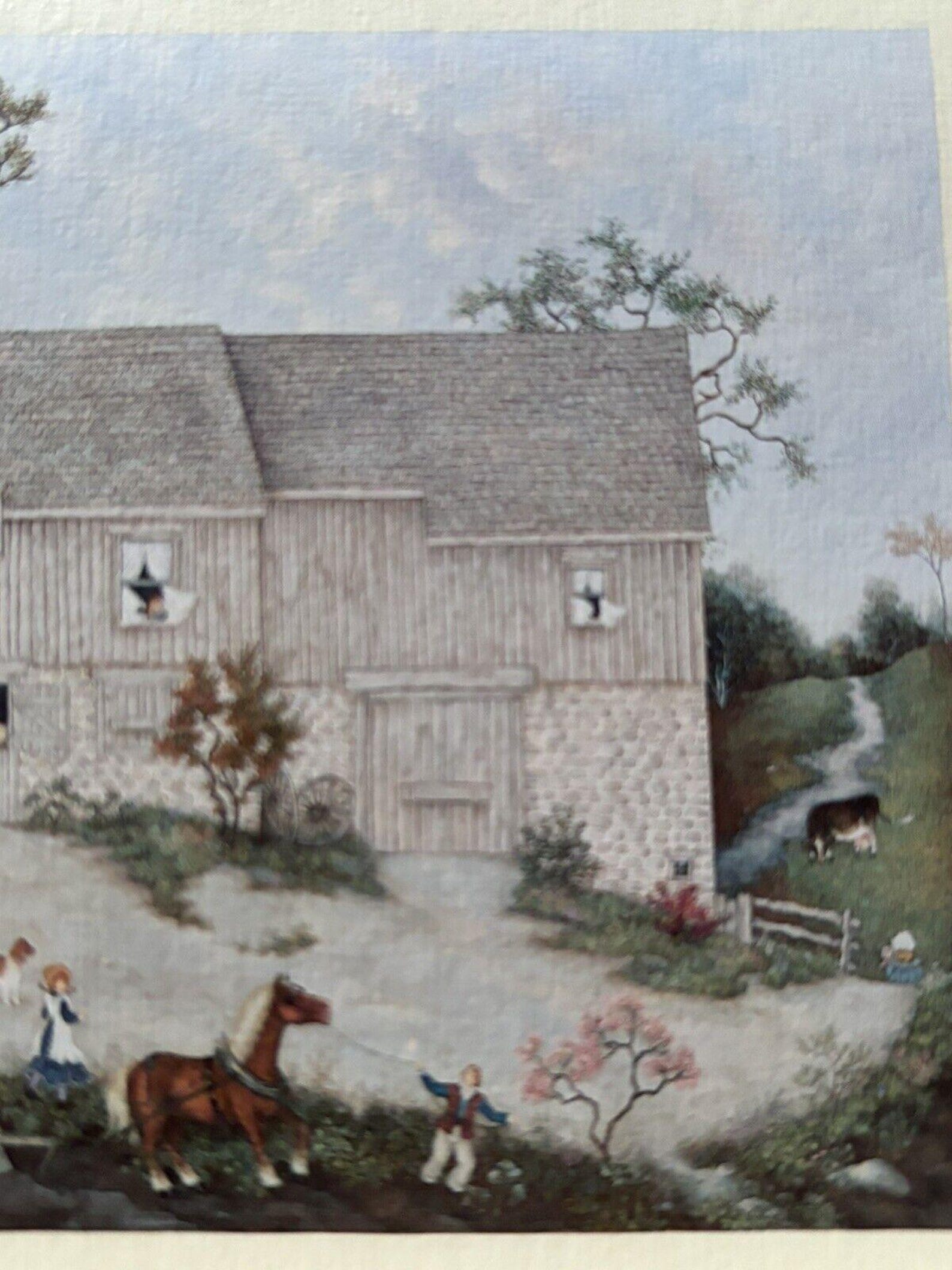 Linda Nelson Stocks Folk Art Stonewood House Barn Lang Note Card 12ct ...