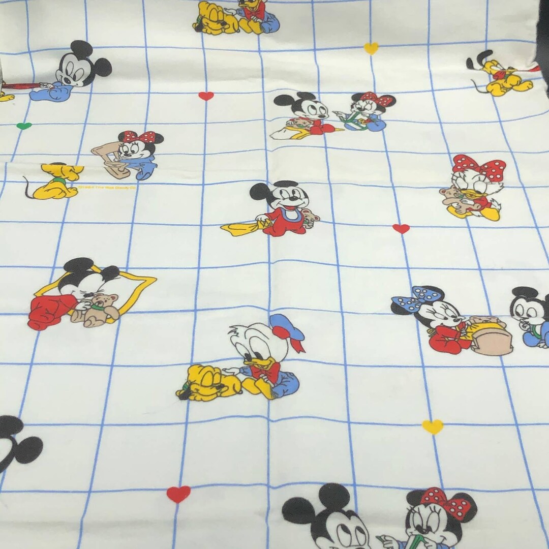 VTG 1984 Walt Disney Babies Baby Sheet Fabric Mickey Mouse Minnie 40"x ...