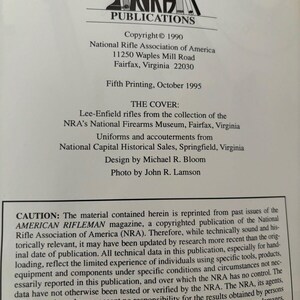 British Enfield Rifles Book NRA 1990 Firearms National Rifle ...