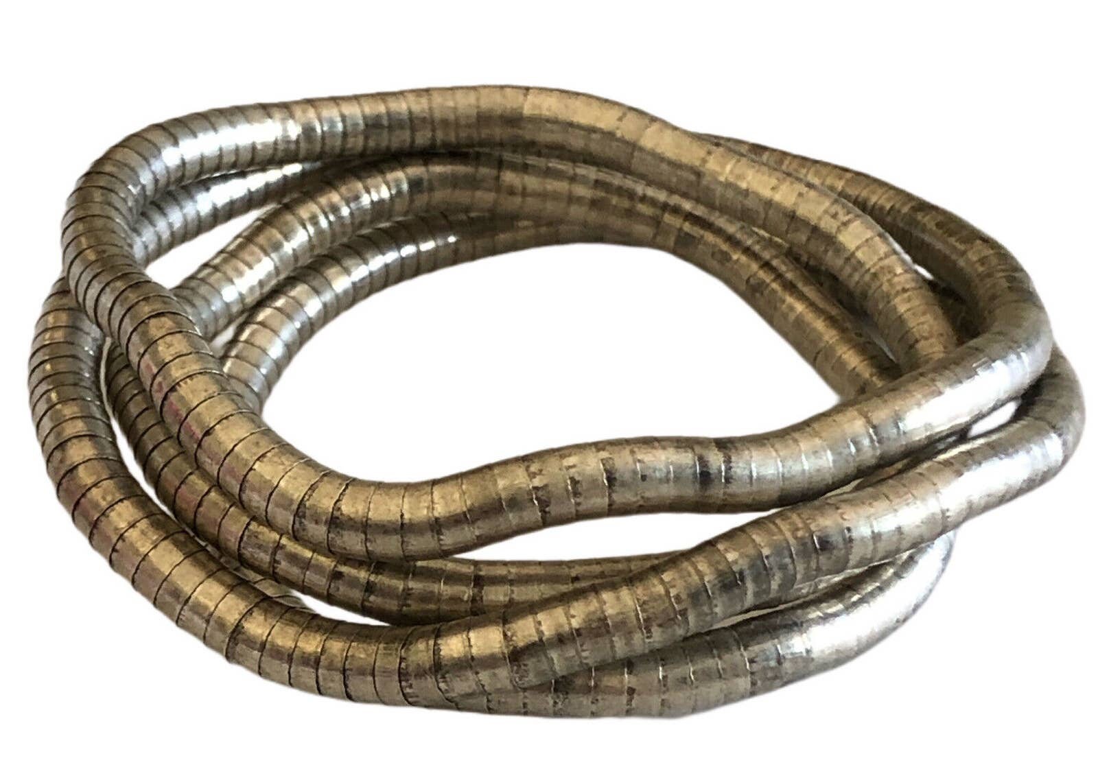 70s Silver Tone Reticulated Shapable Bendable Necklace or Bracelet ...