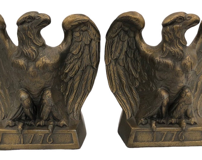 Vintage Colonial Virginia 1776 Eagle Bookends Gold Color Cast Metal ...