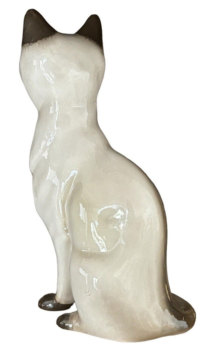 Galle Style Chocolate Point Siamese Cat Figurine Blue Glass Marble Eyes ...