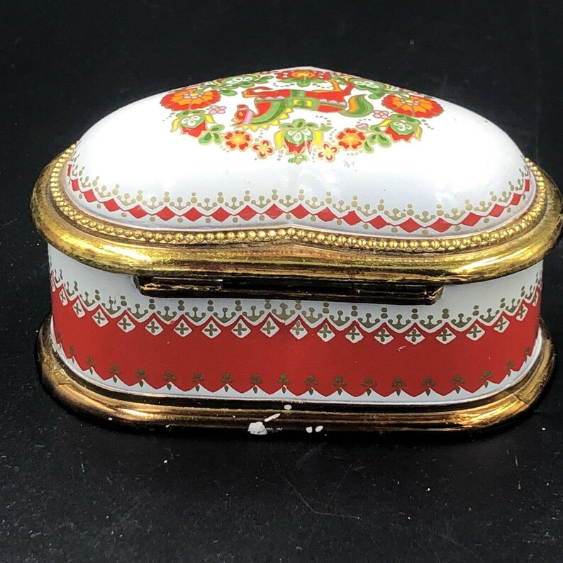 Sankyo Japan Vintage Heart Shaped Music Box Horse Enamel Pattern ...