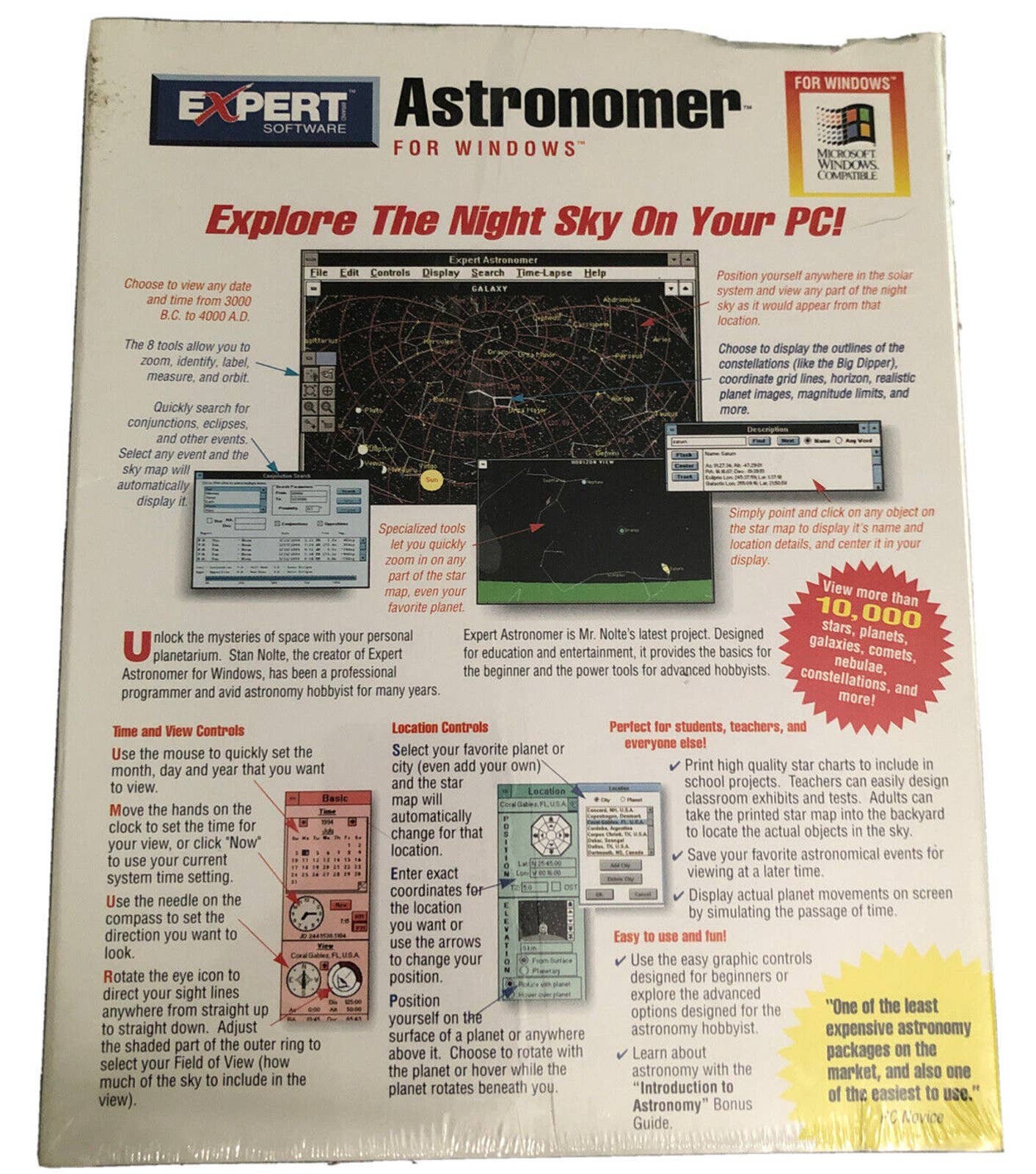 Vintage EXPERT ASTRONOMER Software Floppy Astronomy Educational PC Game ...