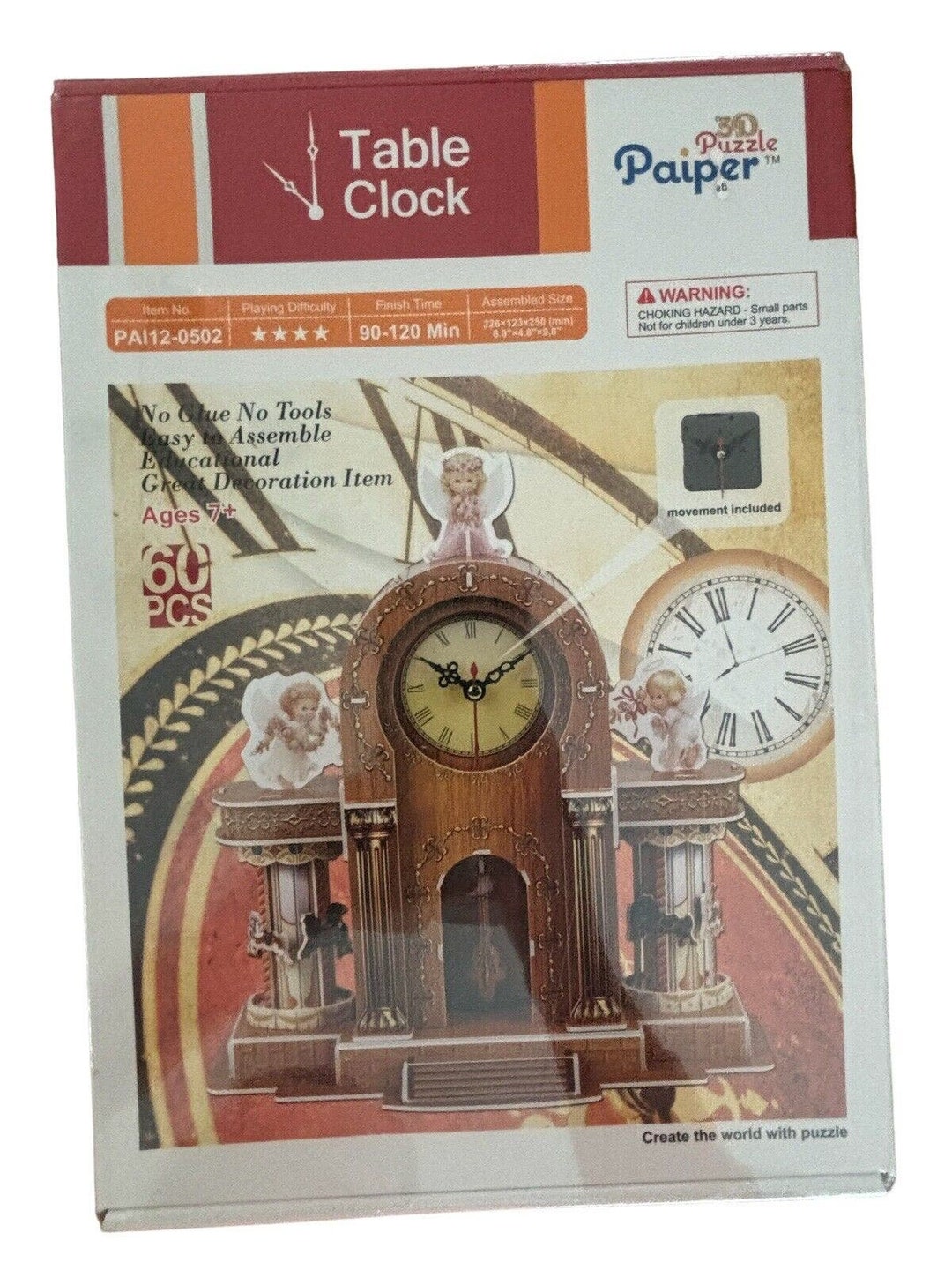 Paiper 3D Puzzle Table Clock 60 PCS for Ages 7 and up 8.9''X4.8''X9.8 ...