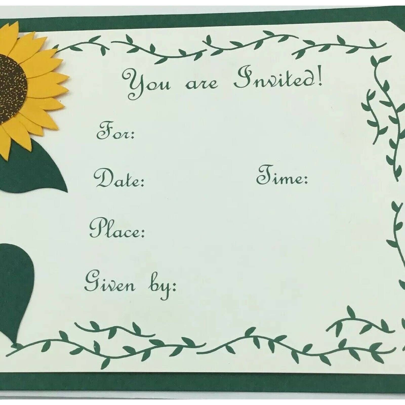 Set of 8 VINTAGE Meri-meri Sunflower Invitations W/ Envelopes Hand-made ...