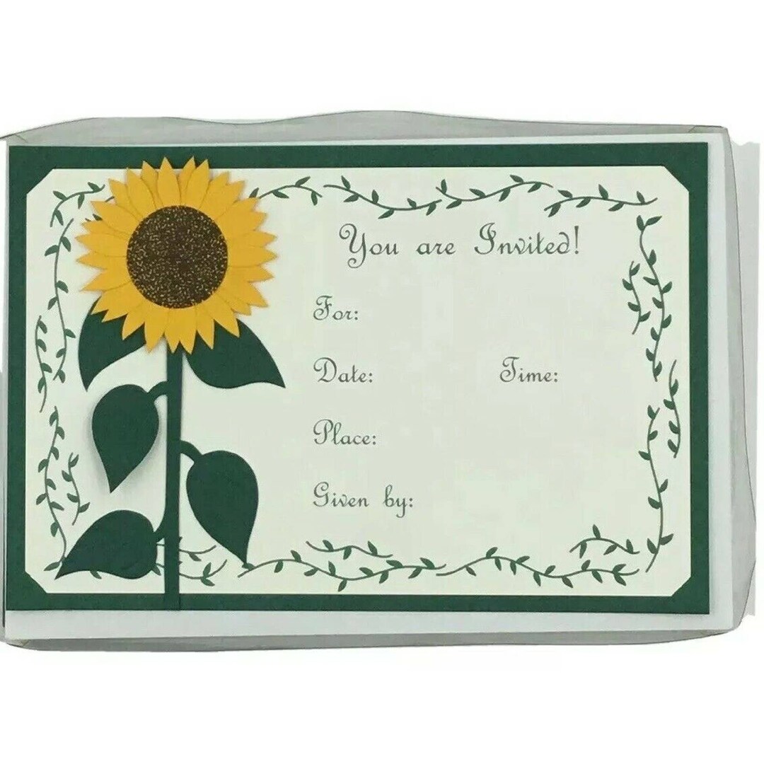 Set of 8 VINTAGE Meri-meri Sunflower Invitations W/ Envelopes Hand-made ...