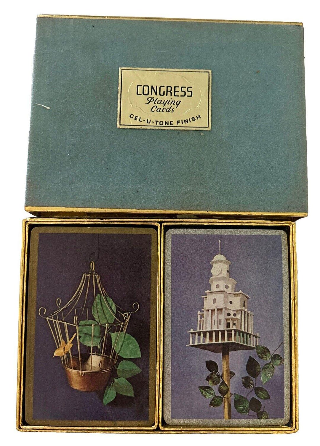 Congress Playing Cards Cel-u-tone Finish Double Deck in Box Vintage - Etsy