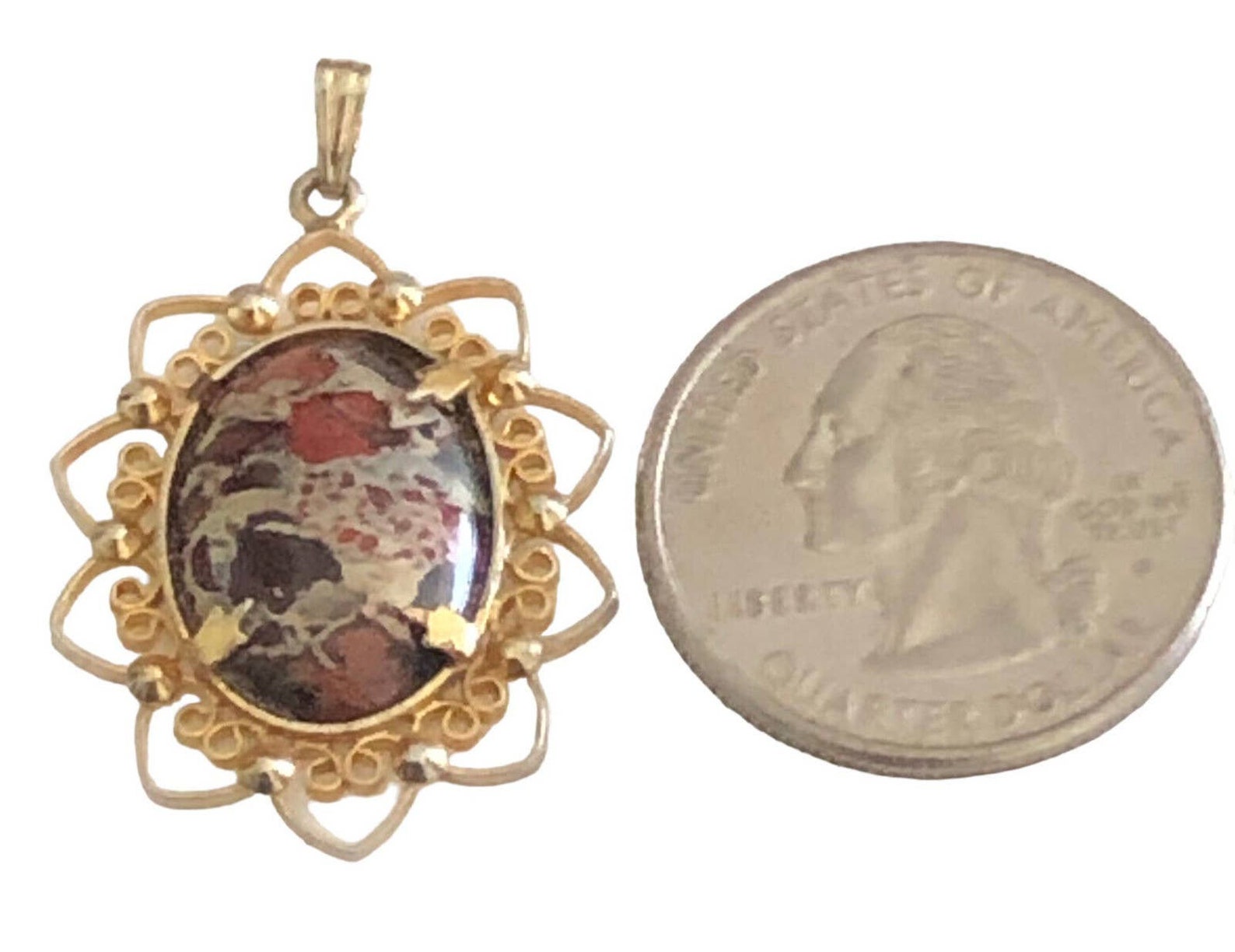 12/20 Gold Filled Ibis Jasper Oval Pendant Removes Negative Energy ...