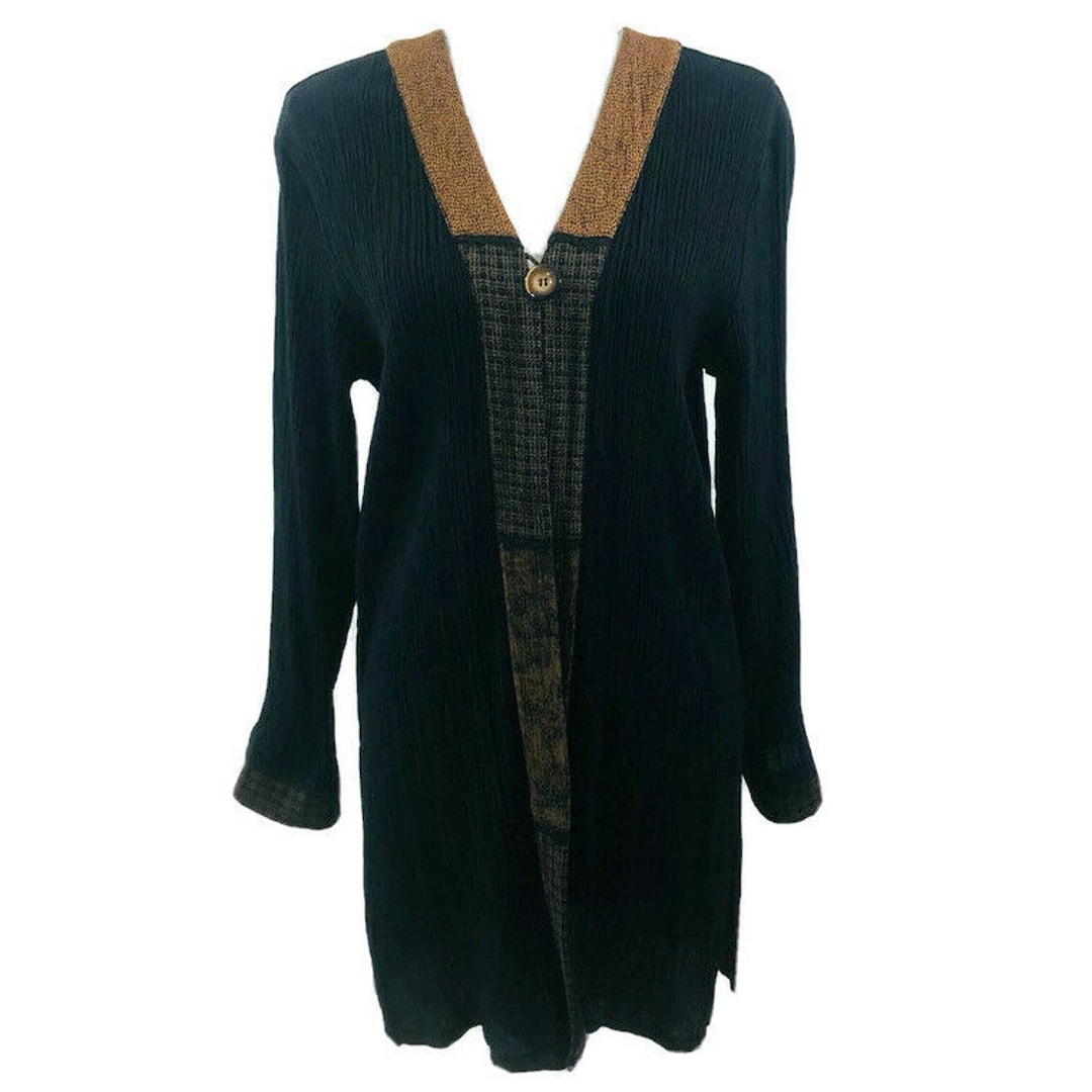 Koret Petite Xsmall Long Black Brown Jacket Shrug Kimono Buttoned - Etsy