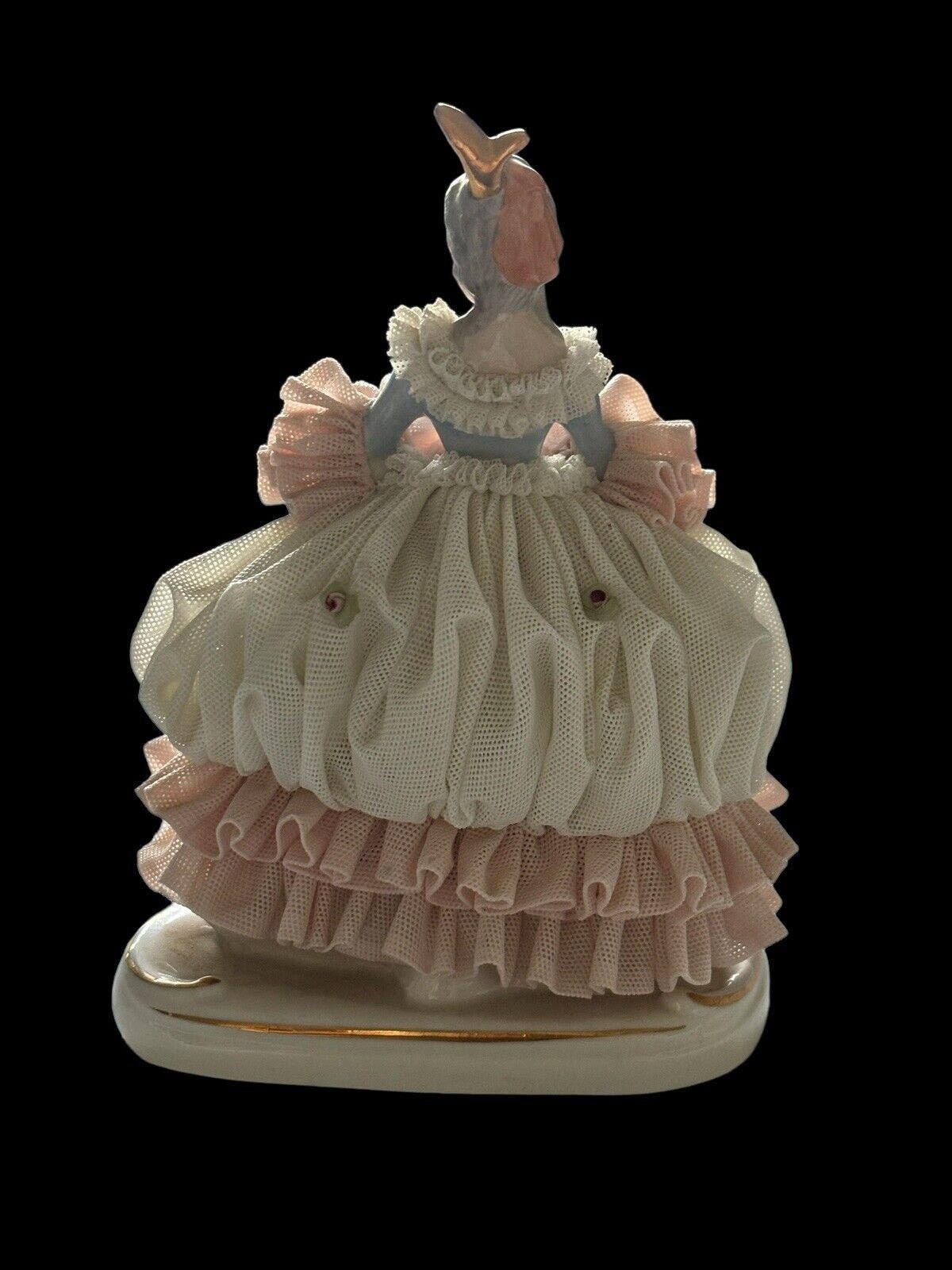 Dresden Germany Pink Lace Porcelain Lady Butterfly Antique 7 Double ...