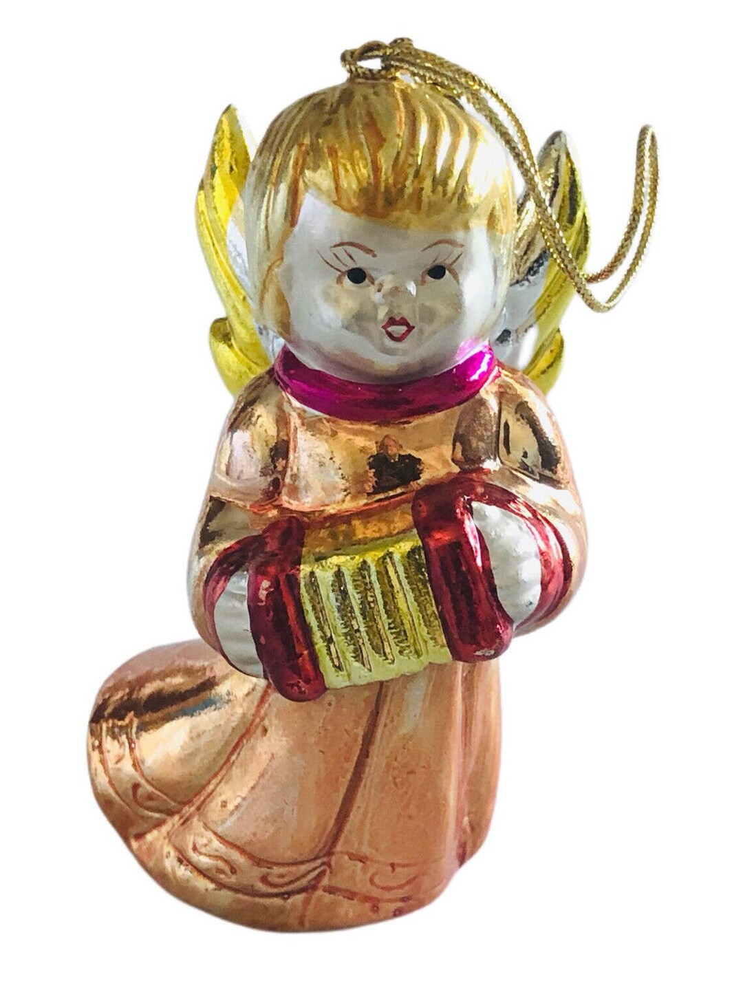 Autom Angel Gold Metallic Tone Porcelain Christmas Ornament China New ...