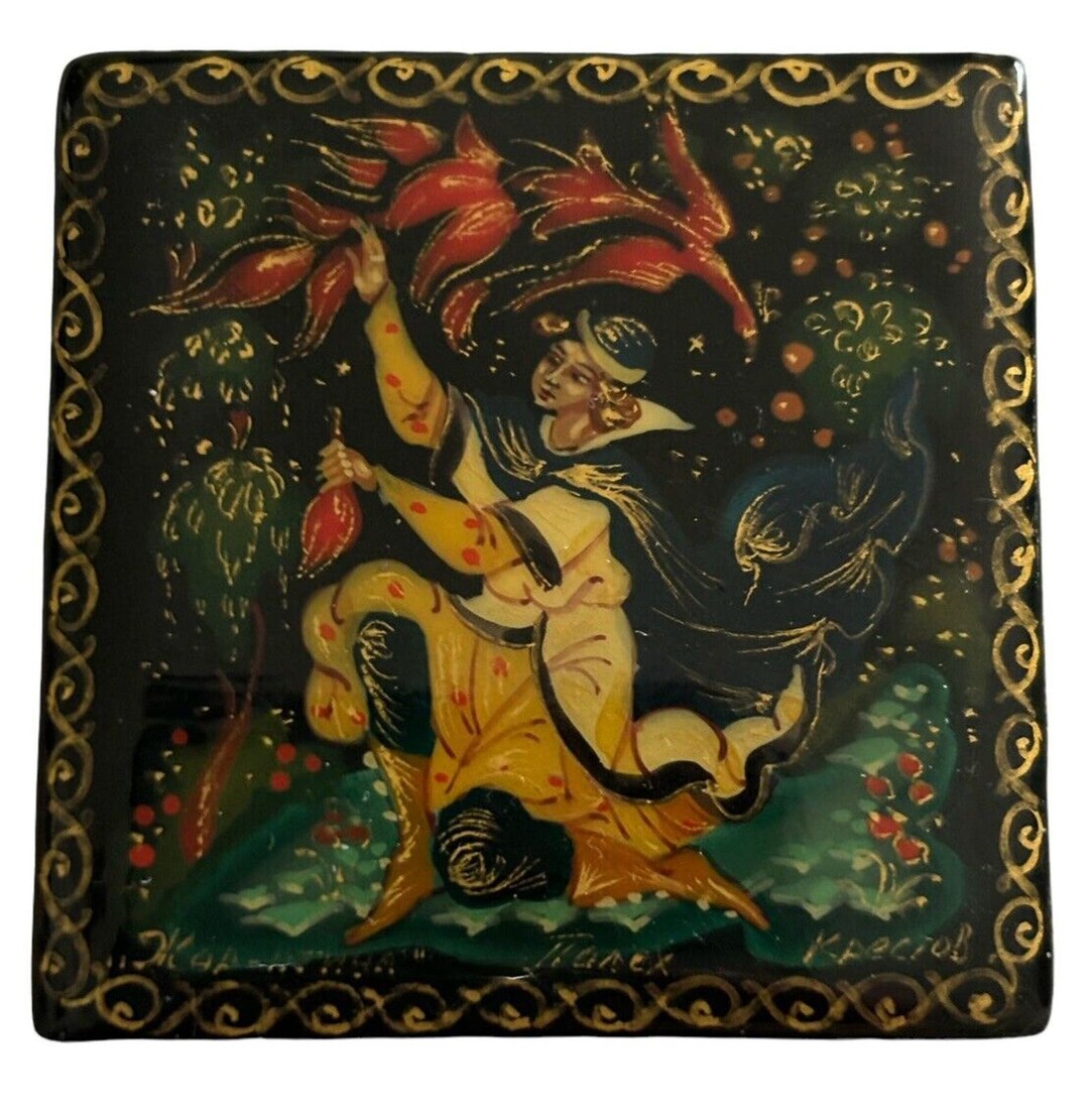 Small Vintage Russian Miniature Hand Painted Lacquer Box Hinged Artist ...